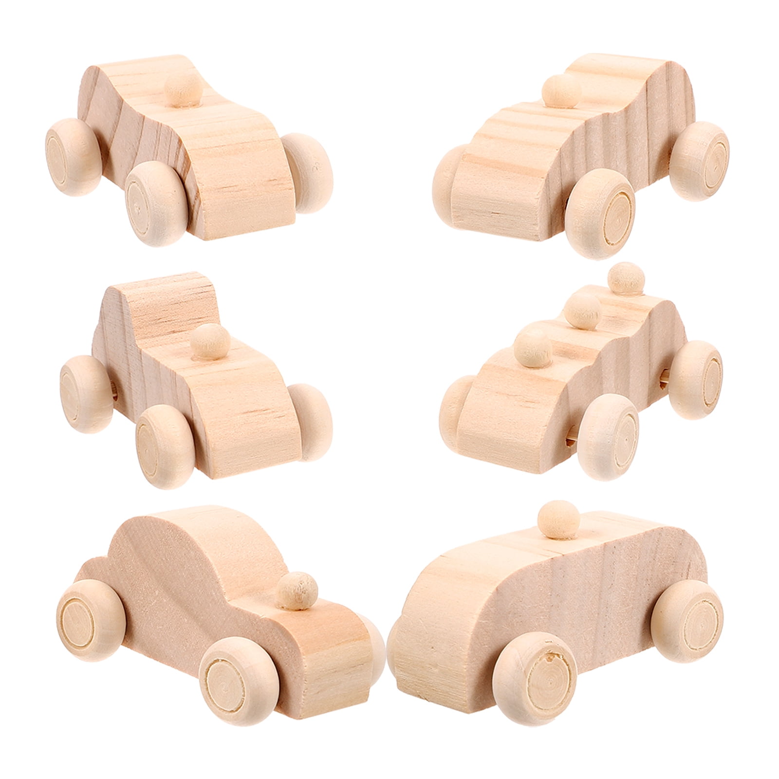 Raindrops 6pcs Kids Woodworking Toy Blank Wooden Car Models Unfinished ...