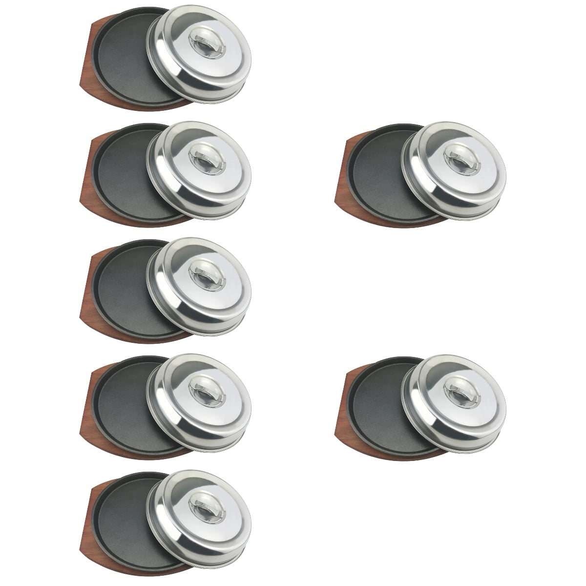 Raindrops 7 Sets Cast Steak Plate with Lid Sizzle Griddle Nonstick ...