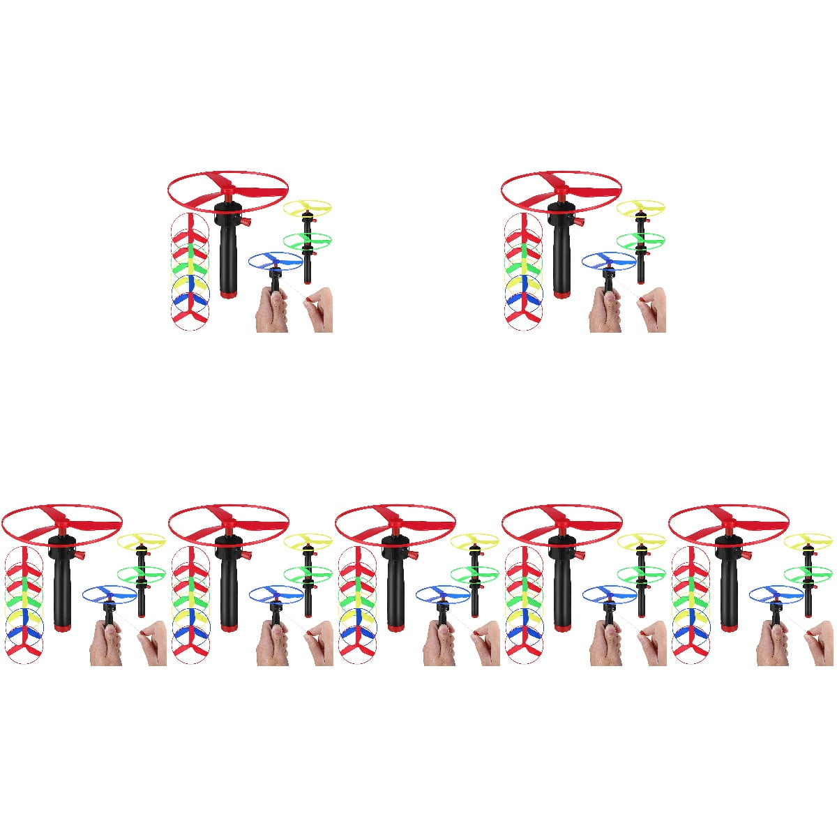 Raindrops 7 Sets Propeller Toy Flying Disc Toys Pull String Flying Disc ...