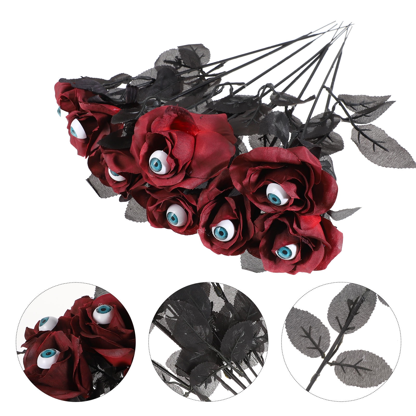 LABRIMP Halloween Eyeball Rose Red 8Pcs 15.7X3.1in Roses with Eyeballs ...