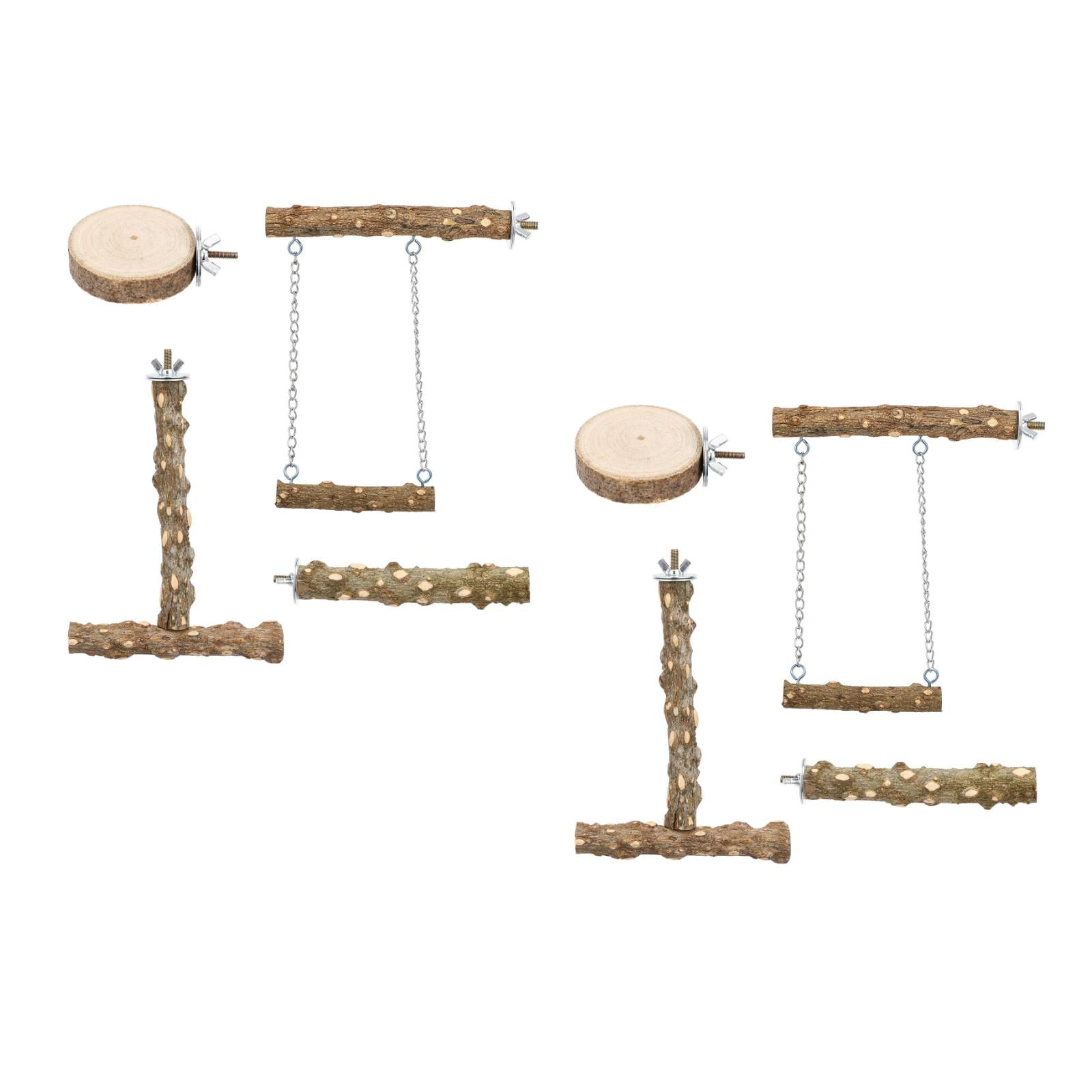 Raindrops 8 Pcs Bird Perches For Cage Wood Bird Perch Stand Toy Parrot ...