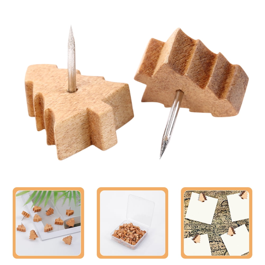 Raindrops Wooden Tree Push Pins for Boards Creative Design Khaki Color ...