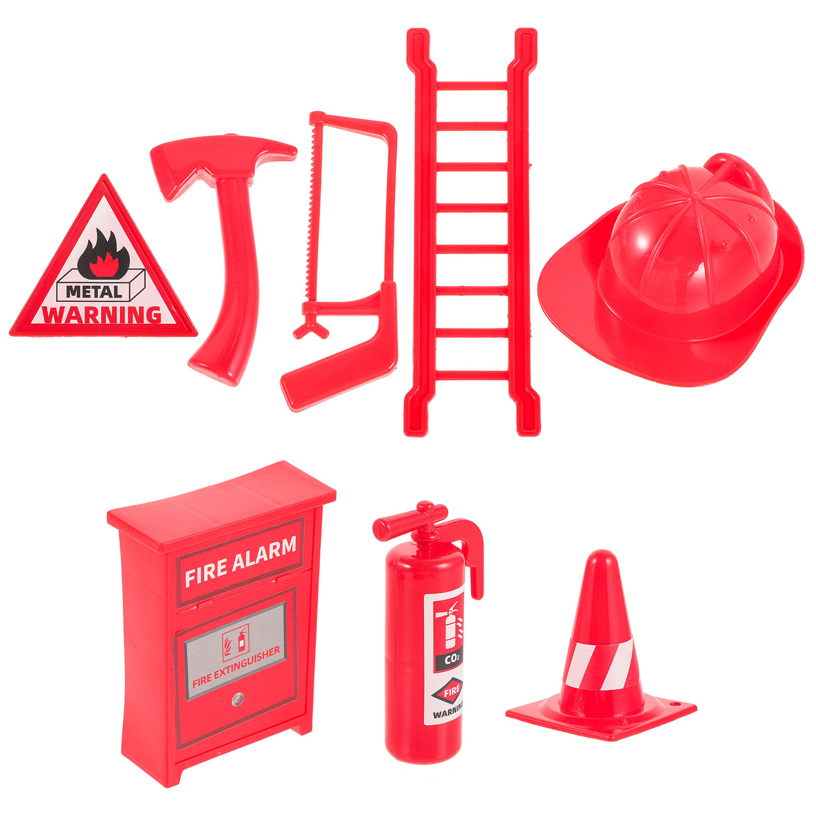 Raindrops 8-Piece Red Plastic Firefighter Toy Set for Doll Houses ...