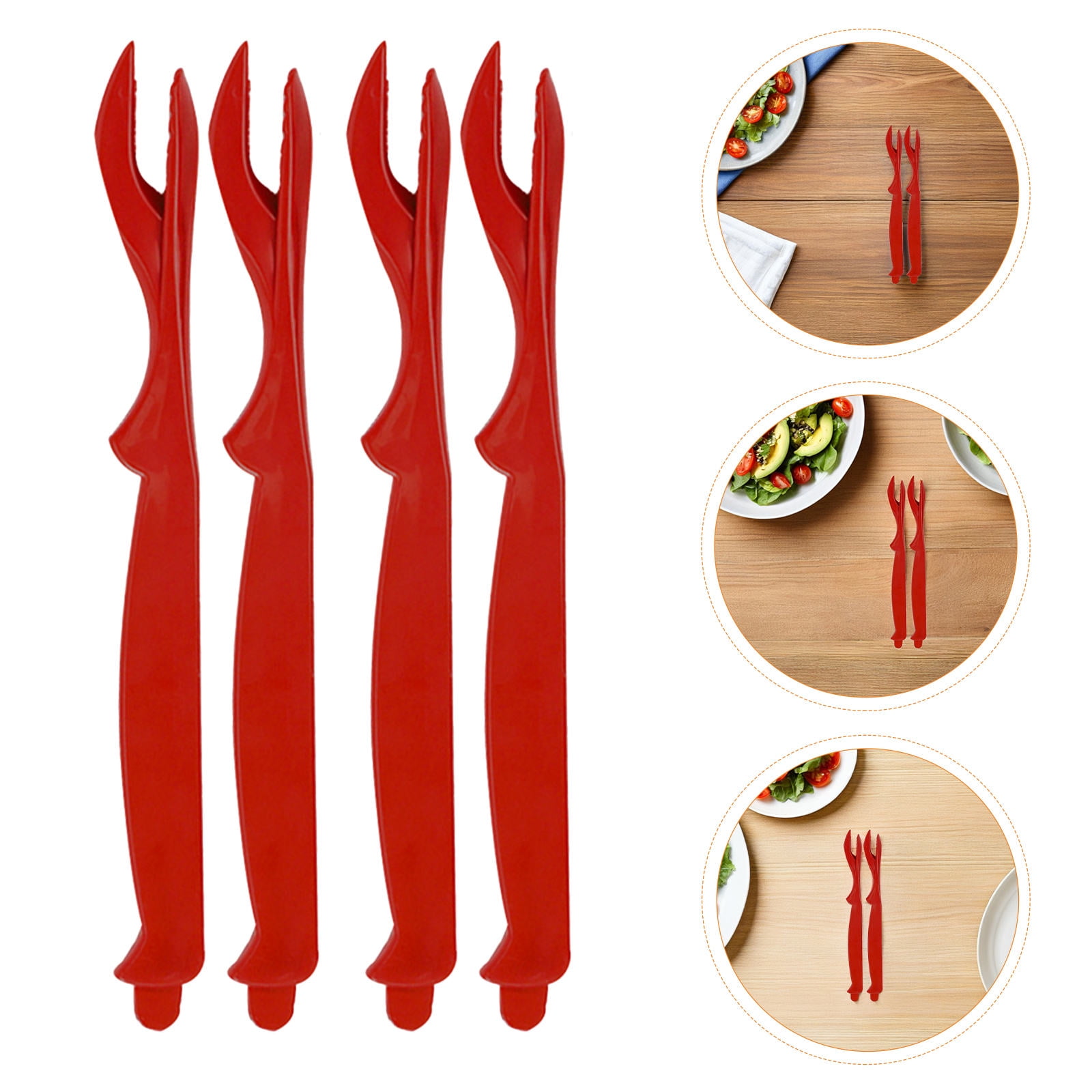 Raindrops 8Pcs Red Plastic Crab Leg Pickers Seafood Forks for Precise ...