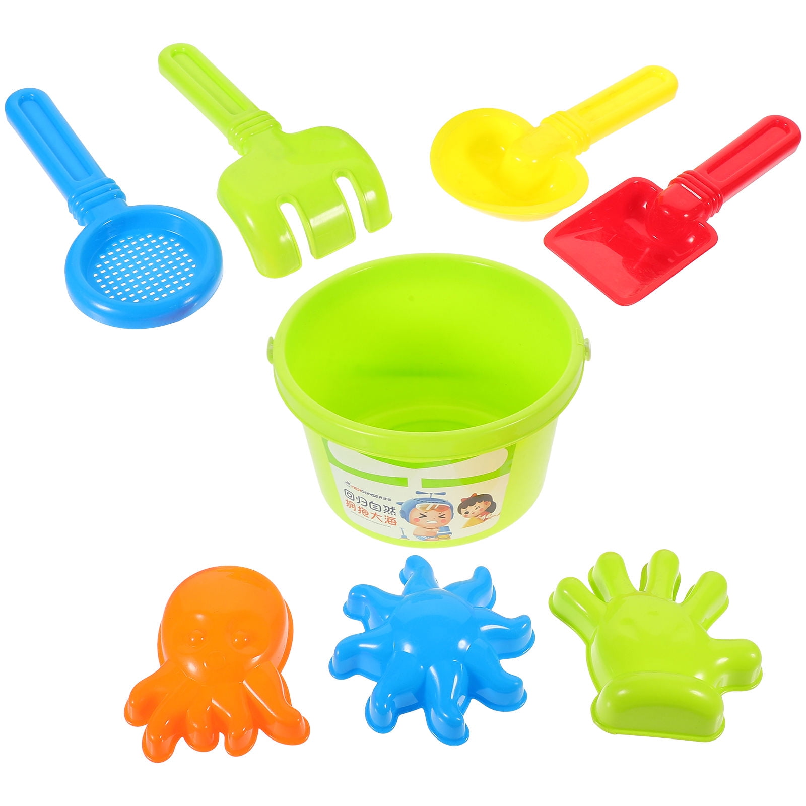 Raindrops 8pcs Beach Bucket Sand Castle Play Toy Set for Kids (Random ...