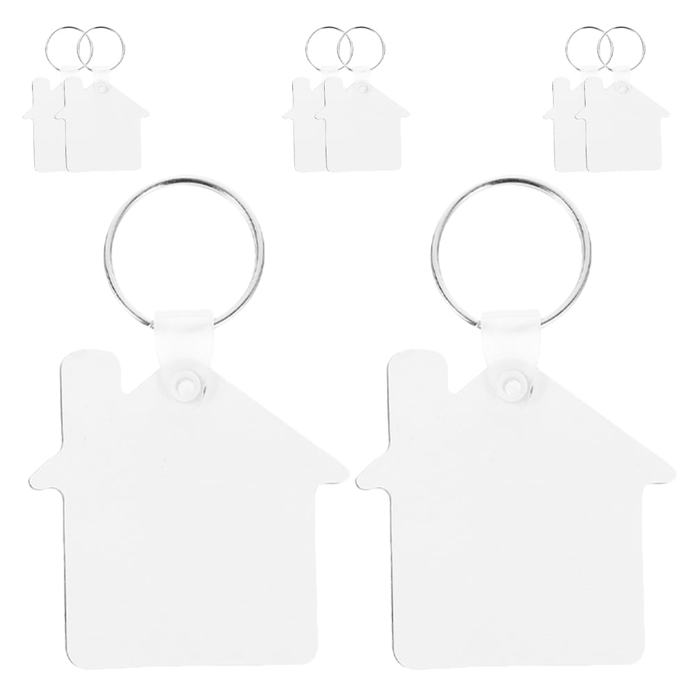 Raindrops 8pcs Unfinished Sublimation Keychain Key Ring House Shaped ...