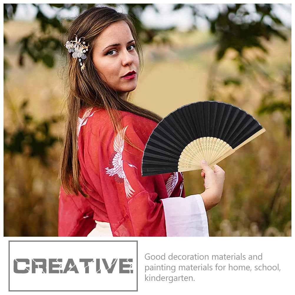 Raindrops 9 Pcs Blank Paper Fan Hand Fans for Women Foldable Vintage ...