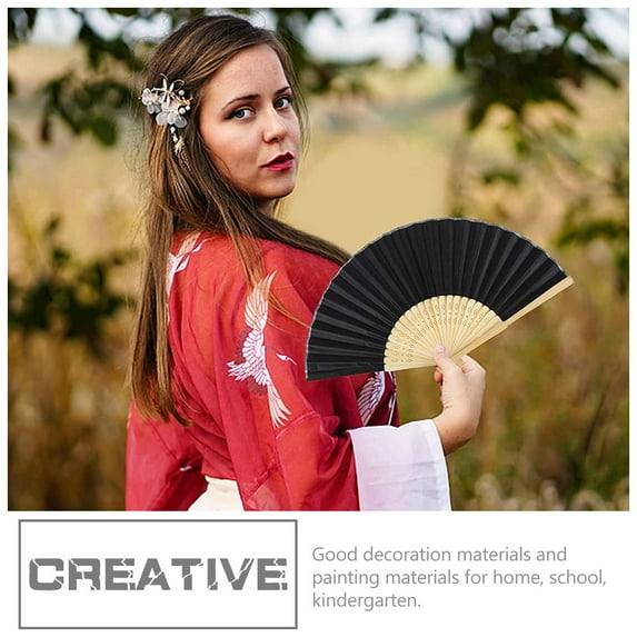 Raindrops 9 Pcs Blank Paper Fan Hand Fans for Women Foldable Vintage ...