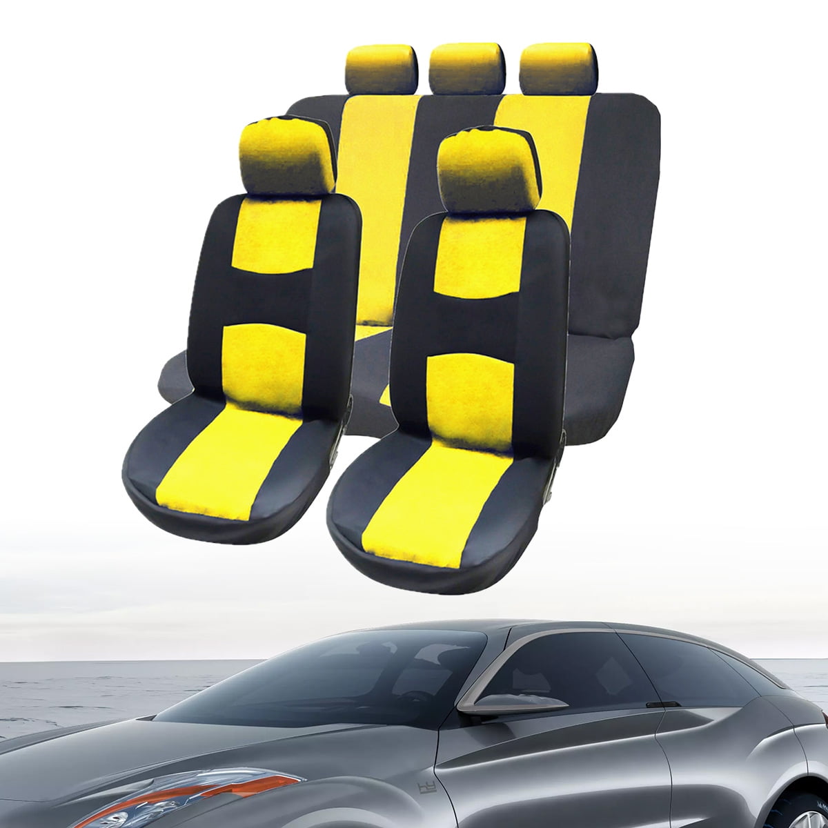 Raindrops 9 Pcs Full Set Car Seat Covers with Detachable Headrests ...