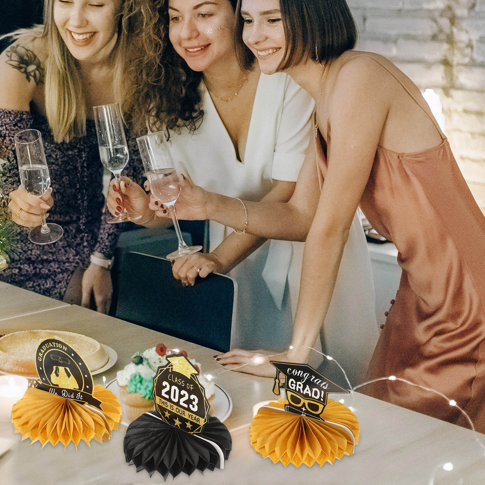 Raindrops 9 Pcs Graduation Honeycomb Ornament Party Photo Booth ...