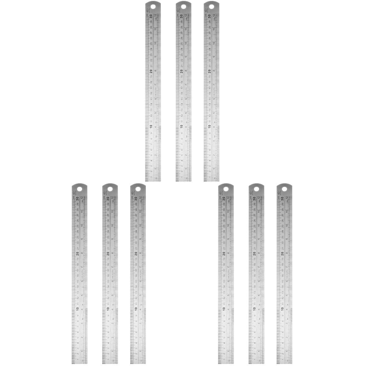 Raindrops 9 Pcs Stainless Steel Rulers Double Sided Measuring Rulers ...