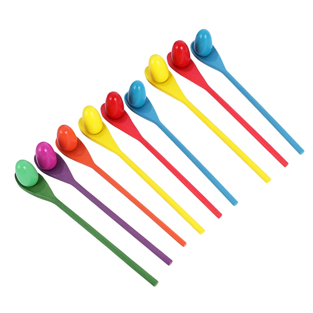 Raindrops 9 Sets Eggs Inflatable Wooden Spoon Toss Colorful and Race ...