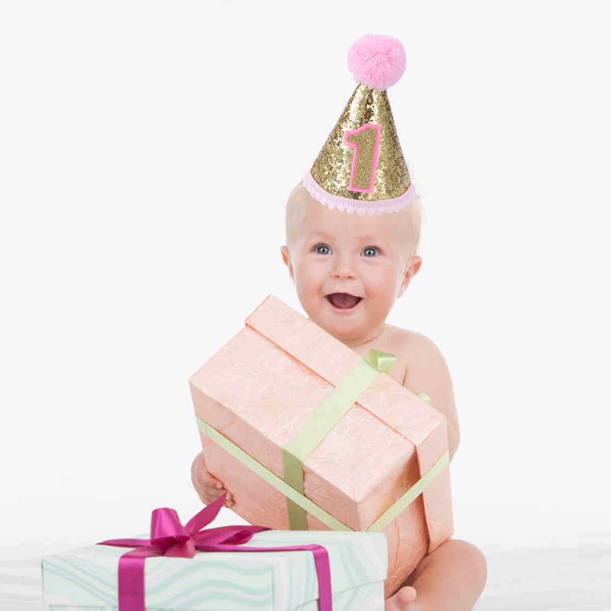 Raindrops Sparkle Party Hat Cone Hat Gold Glitter 1Set - Walmart.com