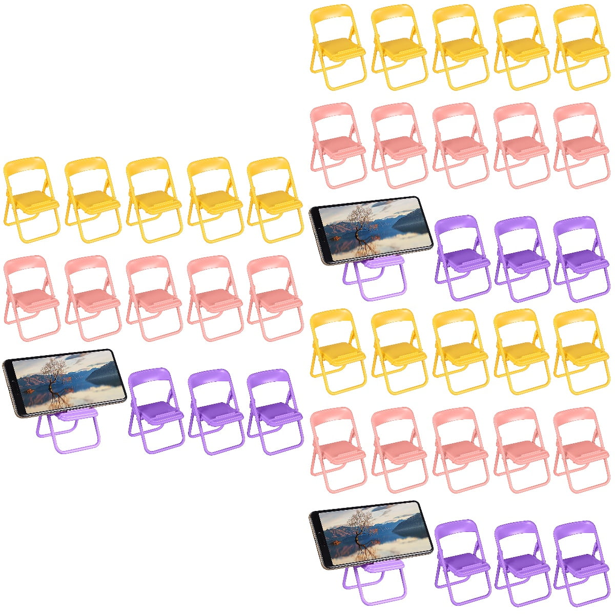 Raindrops 90 Pcs Mini Foldable Chairs Dollhouse Folding Chairs Phone ...