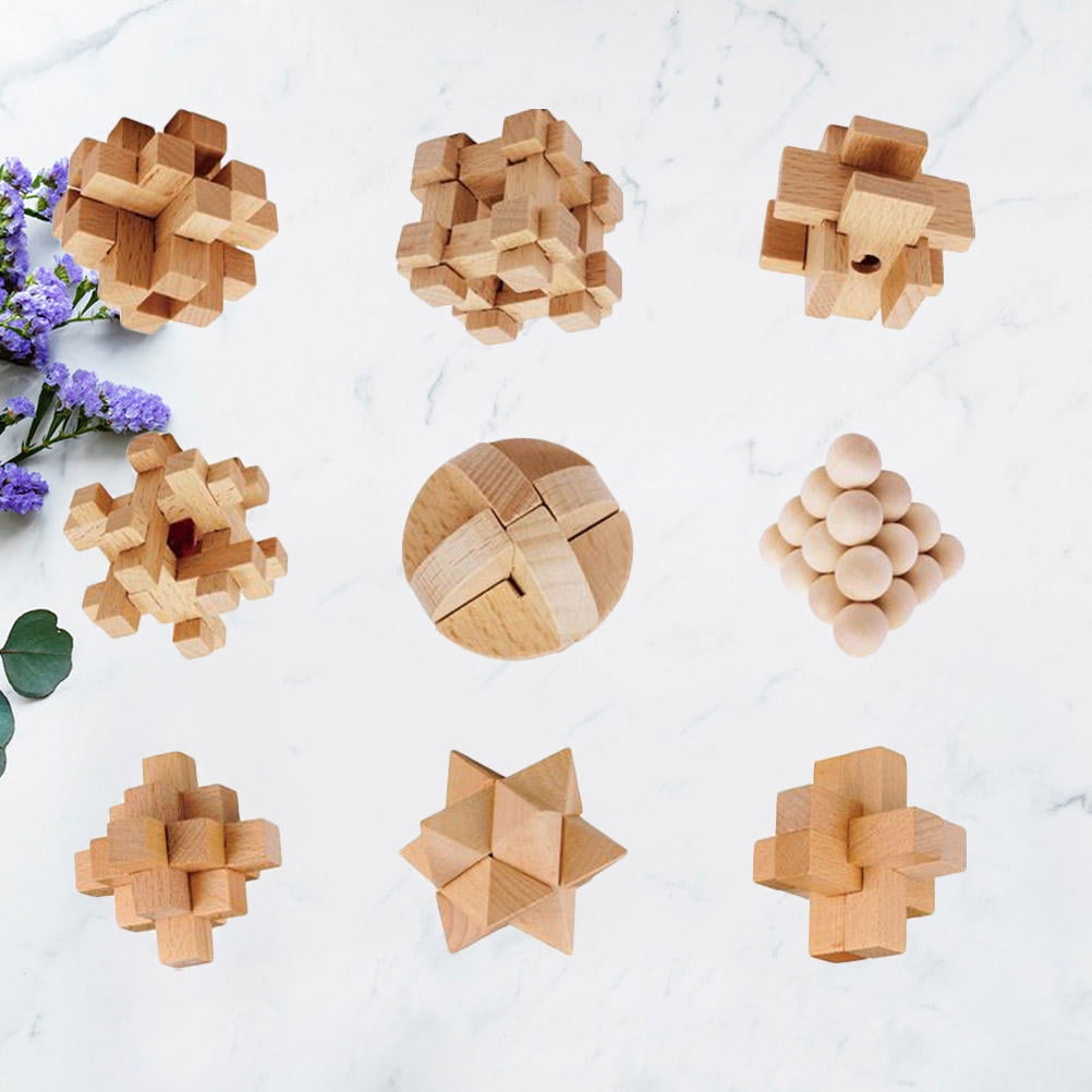 Raindrops 9Pcs Wooden Puzzles Locks Chinese Ming Luban Locks ...