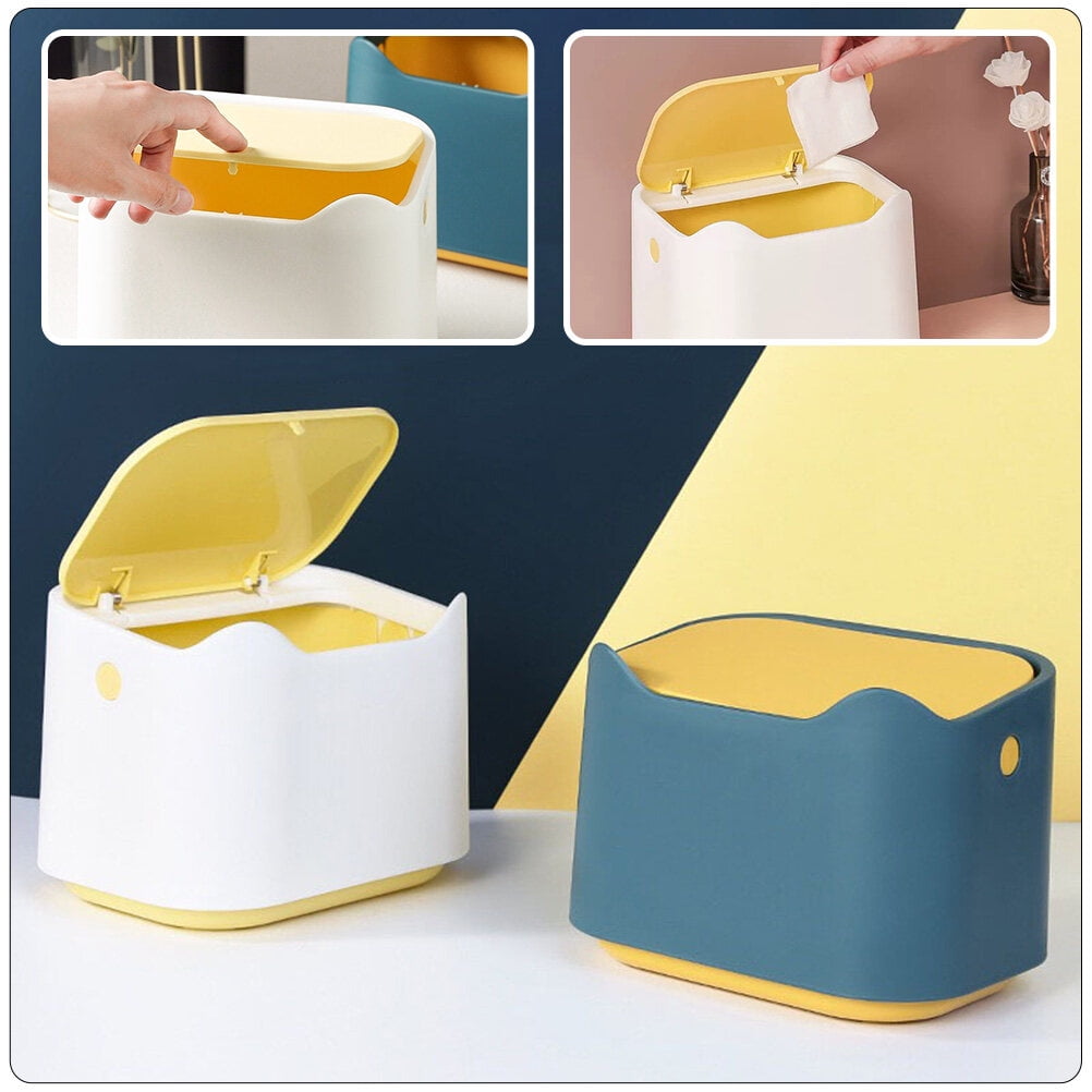 Raindrops ABS Yellow Trash Can with Lid for Storage in Kitchen or ...