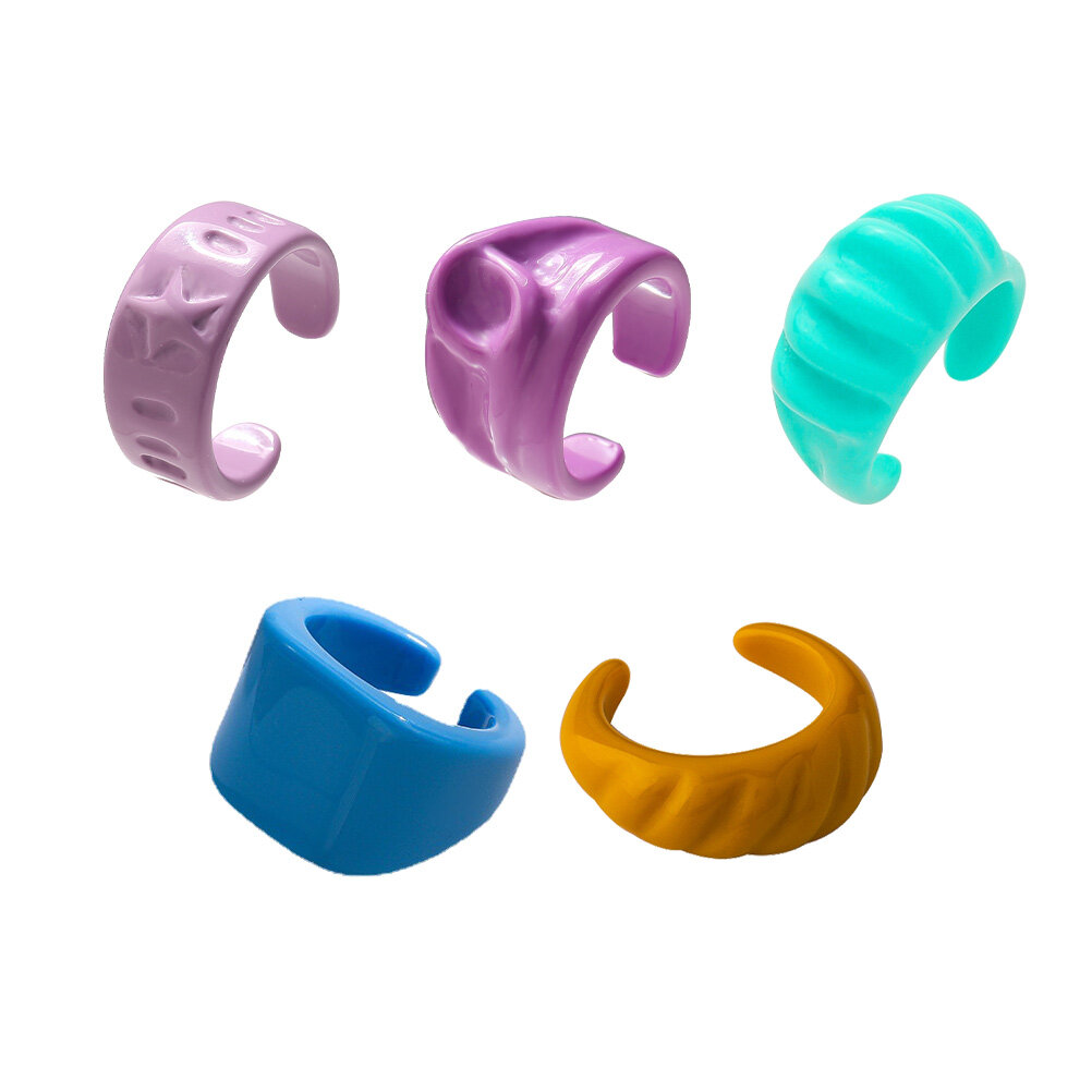 Raindrops Adorable Index Finger Ring Set of 5pcs in Assorted Colors for ...