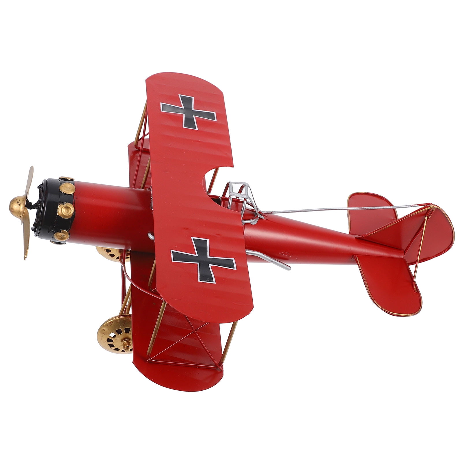 Raindrops Red Vintage Metal Model Airplane with Iron Biplane Design for ...