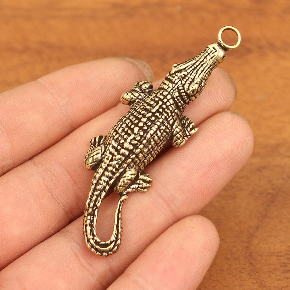 Raindrops Alligator Statue Retro Brass Crocodile Keychain Pendant ...
