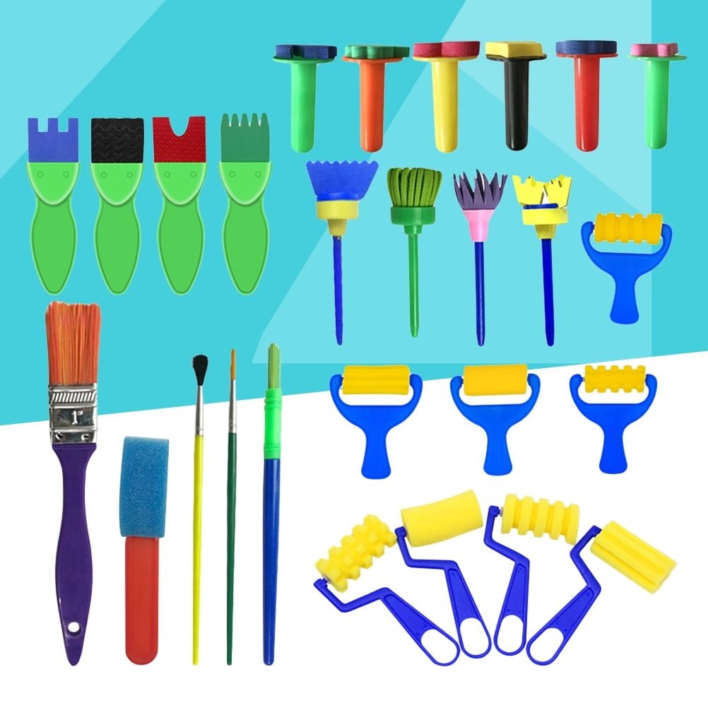 Raindrops Art Supplies 27Pcs Painting Sponge Brush Set Assorted Color ...