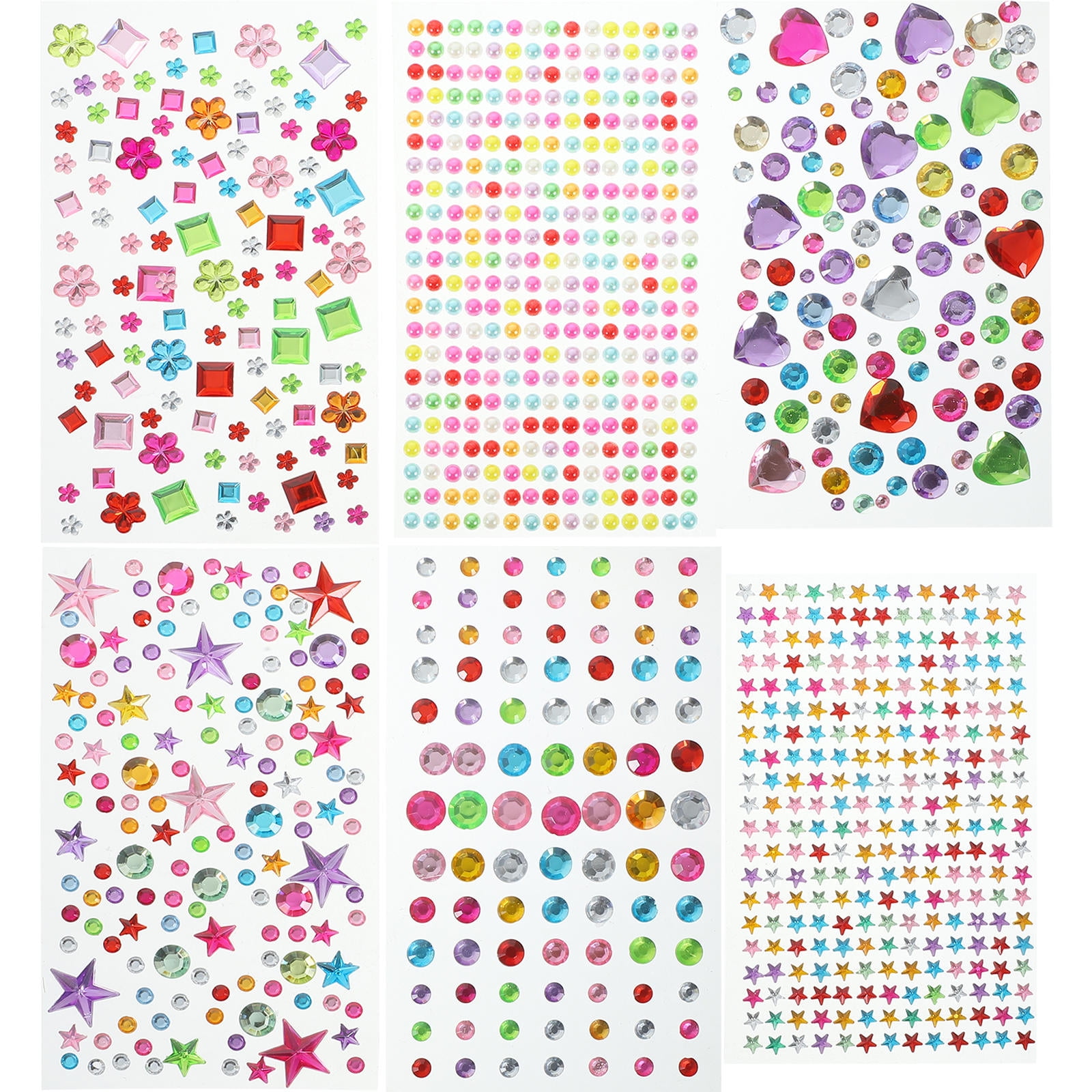 DEMACRIO Gems Stickers Acrylic 6 Sheets 8.9x3.7x0.1in - Walmart.com