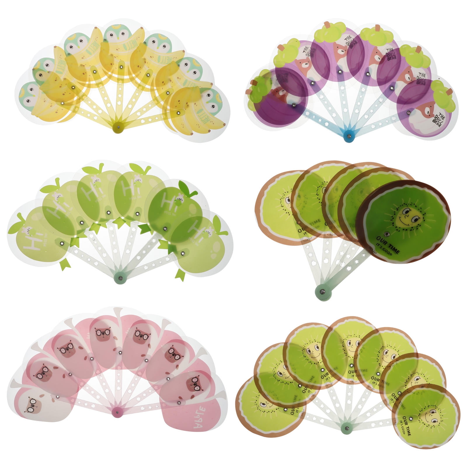 Raindrops Assorted Color Fruit Pattern Summer Folding Fan Set of 8 ...