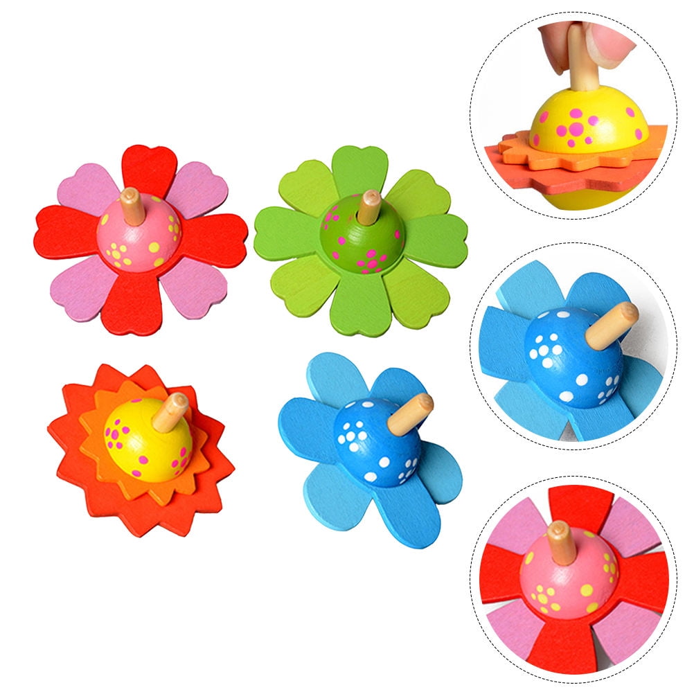 Raindrops Assorted Color Funny Wooden Top Toy for Kids Cartoon ...