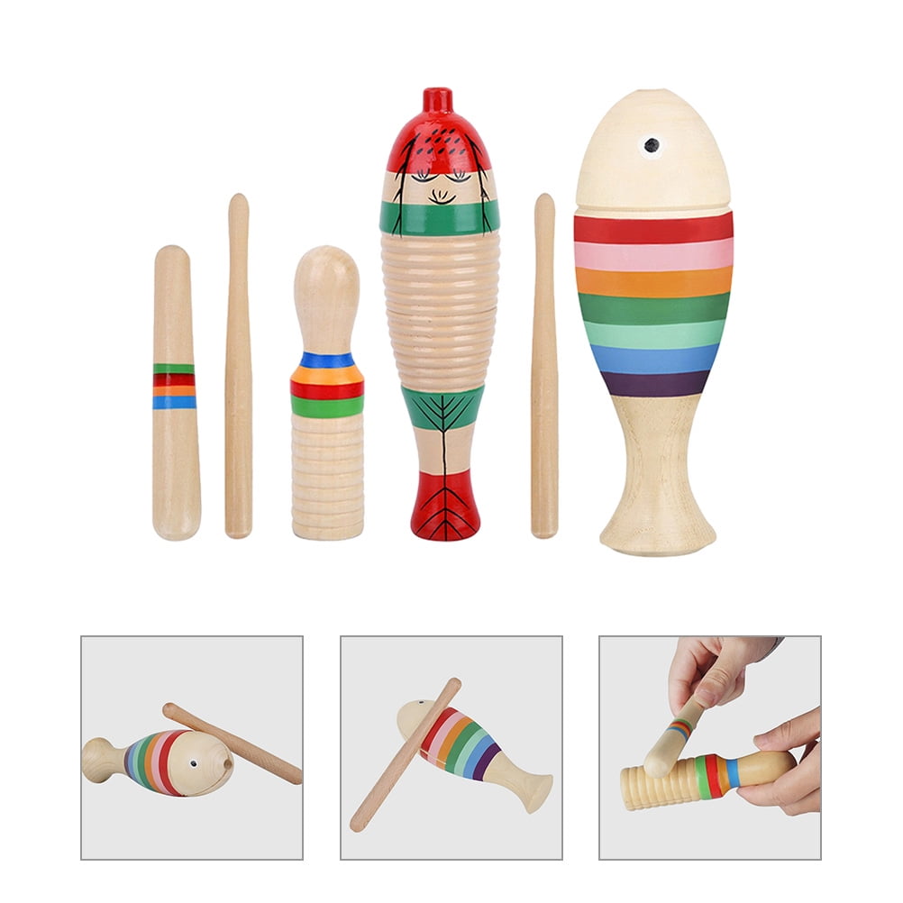 DEMACRIO Guiro Percussion Instrument Wood 3 Sets for Kids Early ...