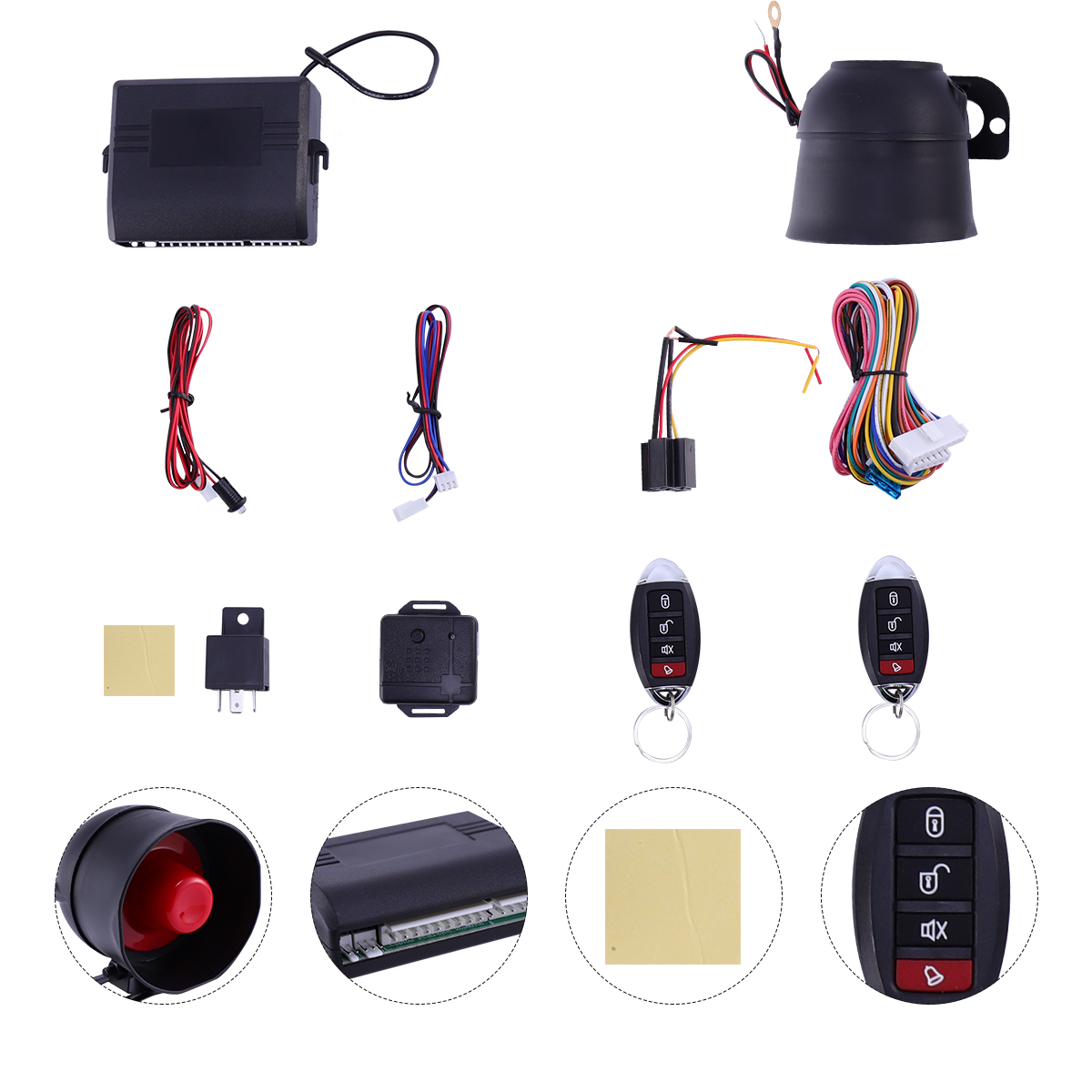 Raindrops Auto Antitheft System Remote Car Security Alarm Black Plastic ...