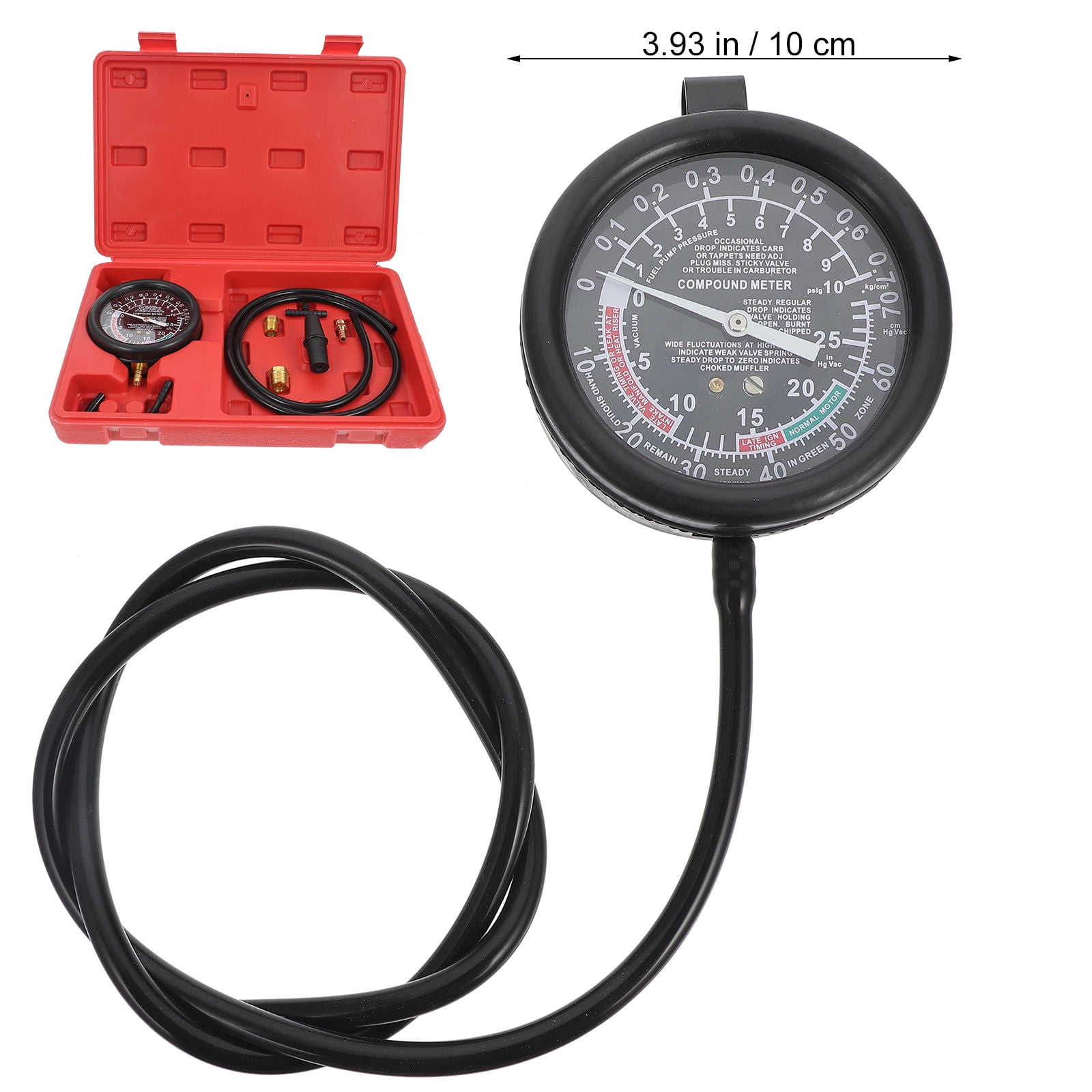 Raindrops Automotive Vacuum Gauge 1 Set Square Shape Double Scale Dial ...