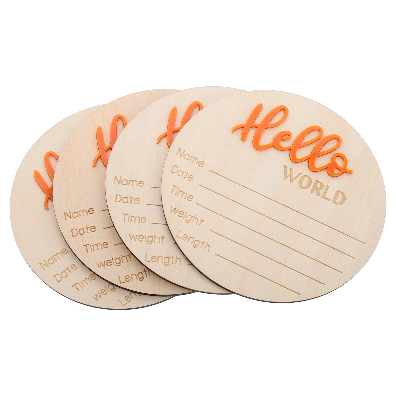 Raindrops Round Orange Wooden Baby Announcement Plaque Record Birth ...
