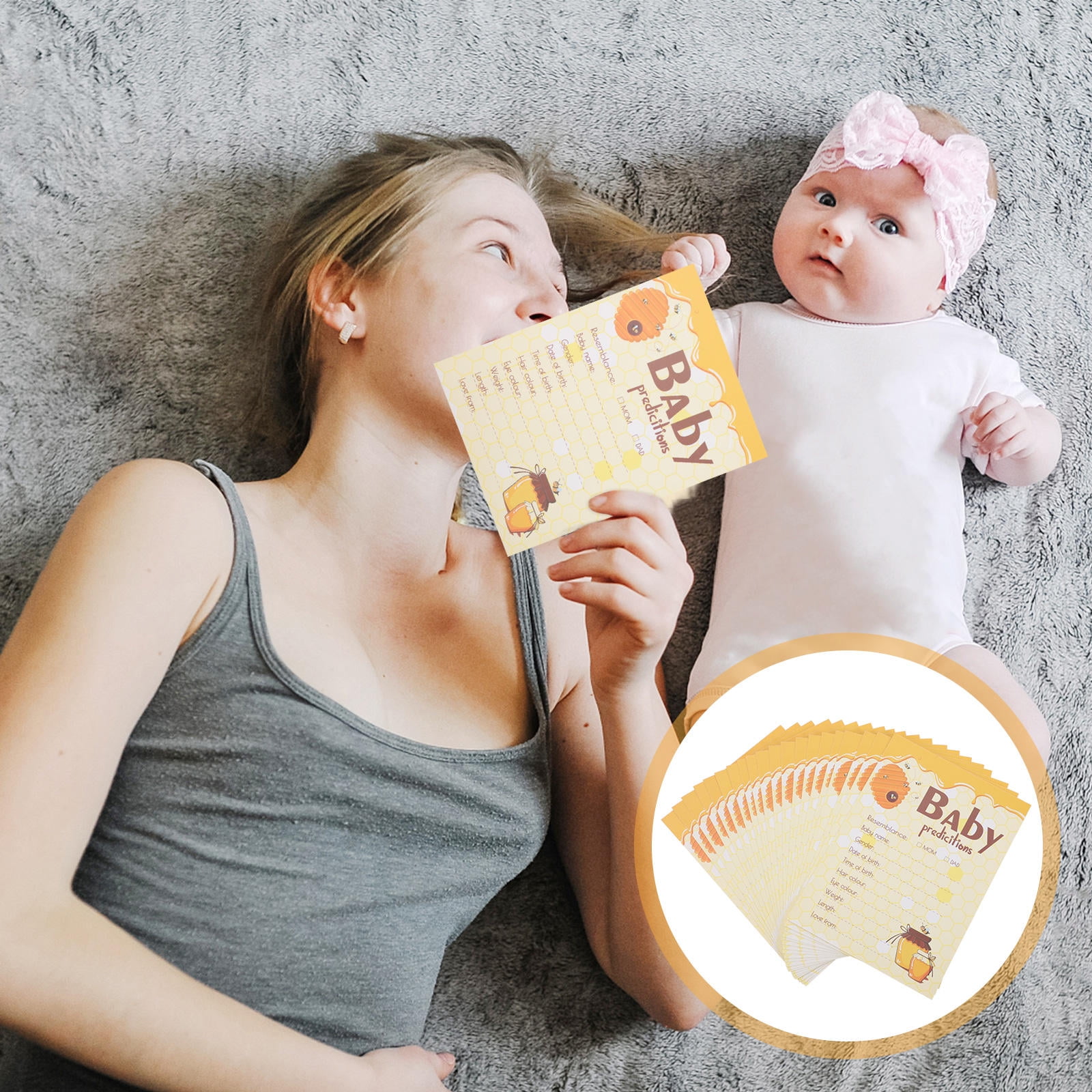 Raindrops Baby Prediction Cards for Shower Game in Yellow Paper Perfect ...