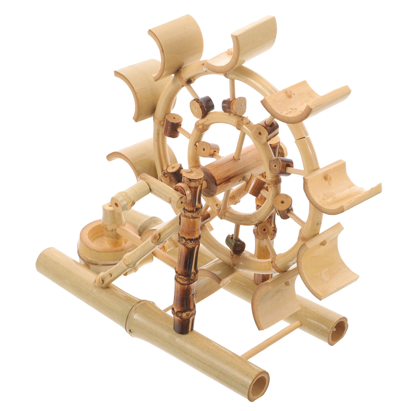 Raindrops Bamboo Water Wheel Model Decorative Tabletop Craft Beige ...