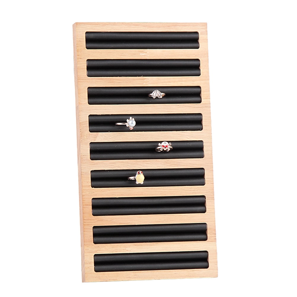 Raindrops Bamboo Wood Ring Display Tray Rectangular Rings Showing Plate ...