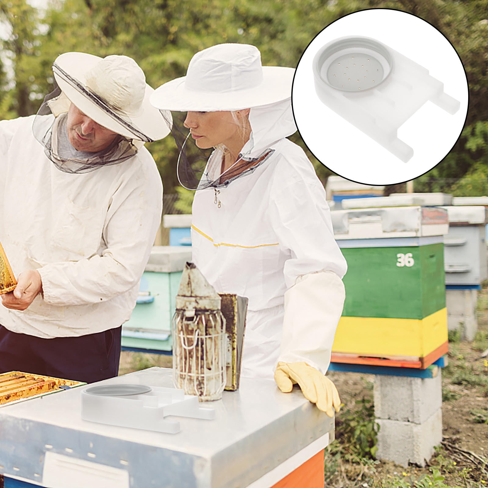 FOMIYES Easy Refill White Beehive Water Feeder Entrance Dispenser ...