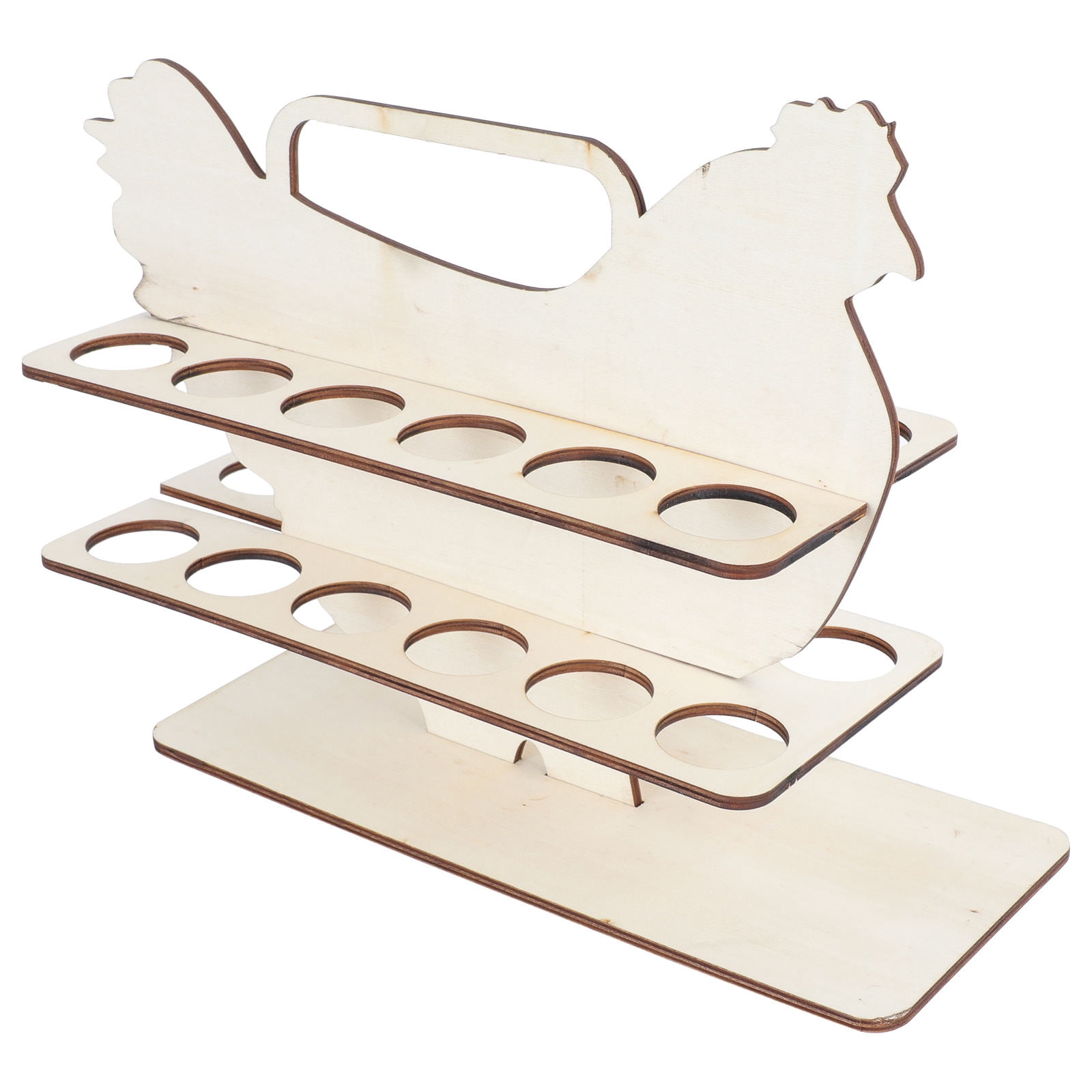 Raindrops Beige Wooden Chicken Shape Egg Storage Rack with TwoLayer ...