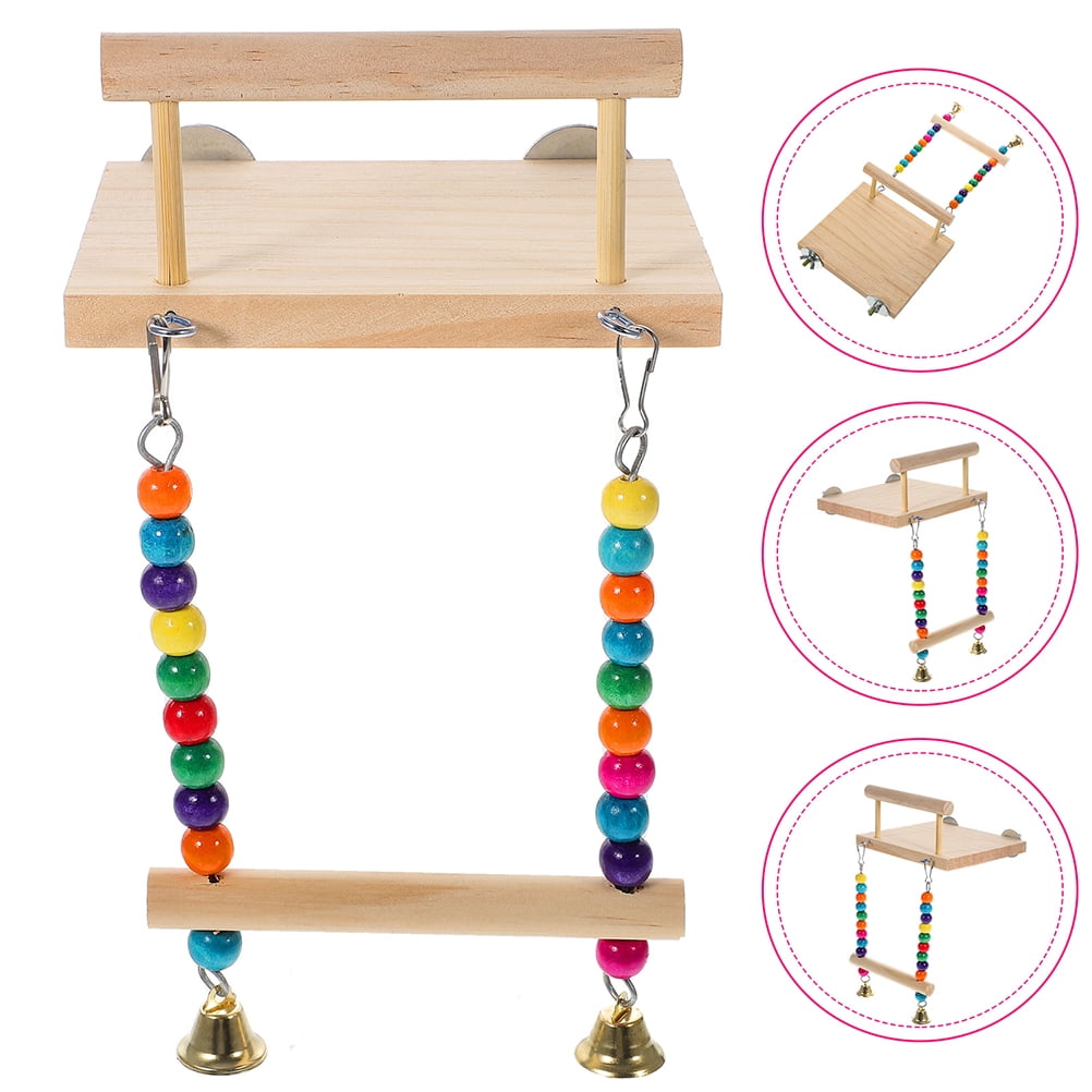 Raindrops Bird Perch Cage Toy Parrot Wooden Platform Exercise Perch ...