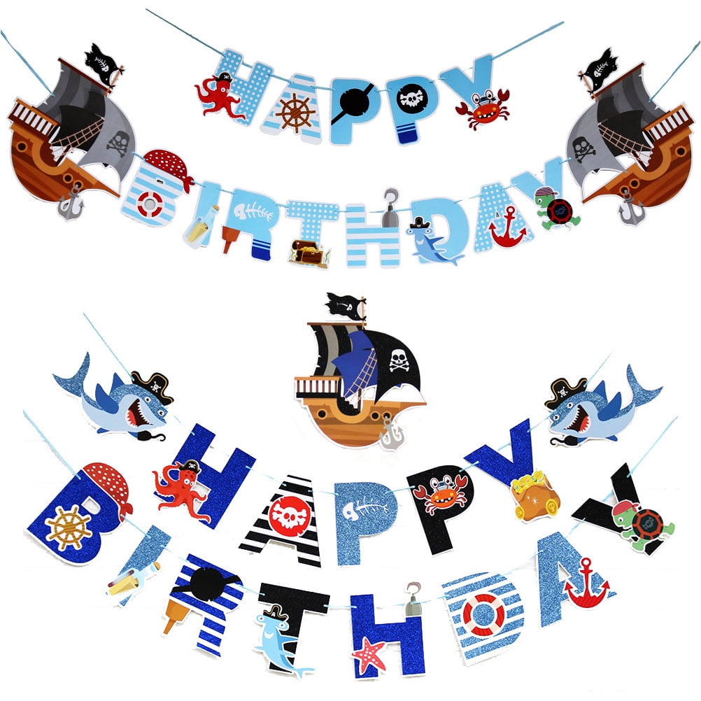 Raindrops Birthday Party Banner Pirate Theme Hanging Bunting Marine ...