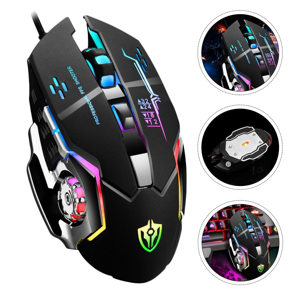 Raindrops Black Mechanical Gaming Mouse with DPI Button for Computer ...