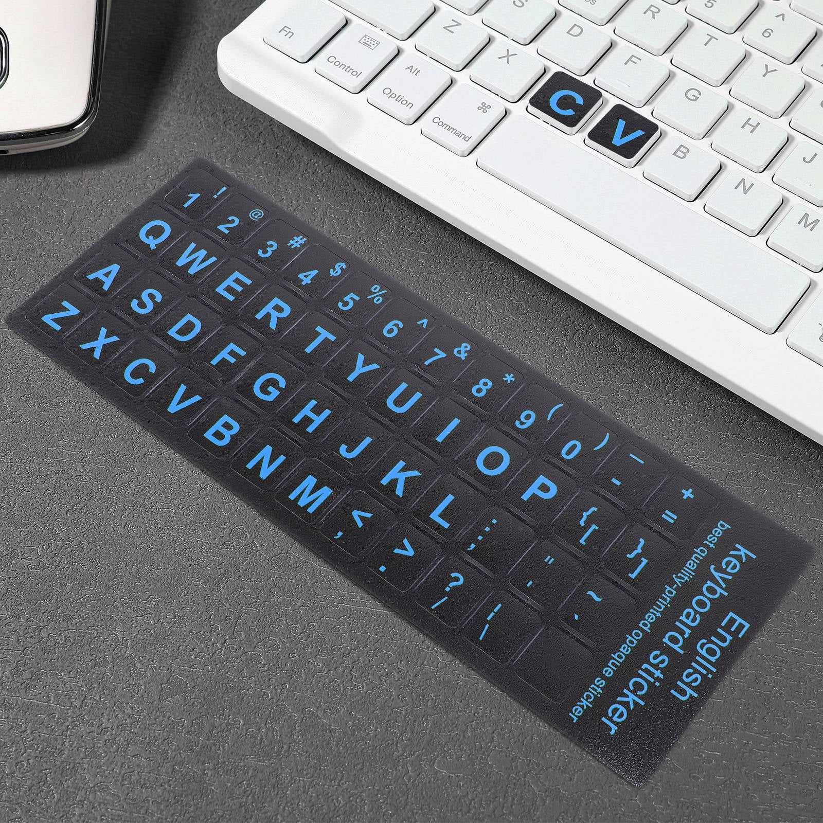 Raindrops Black PVC Keyboard Stickers for Decoration with English Font ...