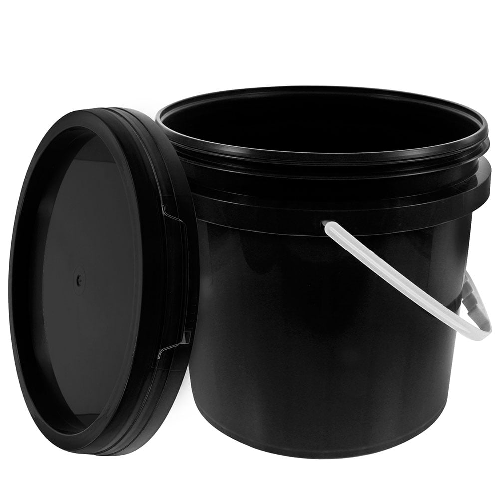 Raindrops Black Plastic Storage Bucket with Lid and Ergonomic Handle ...