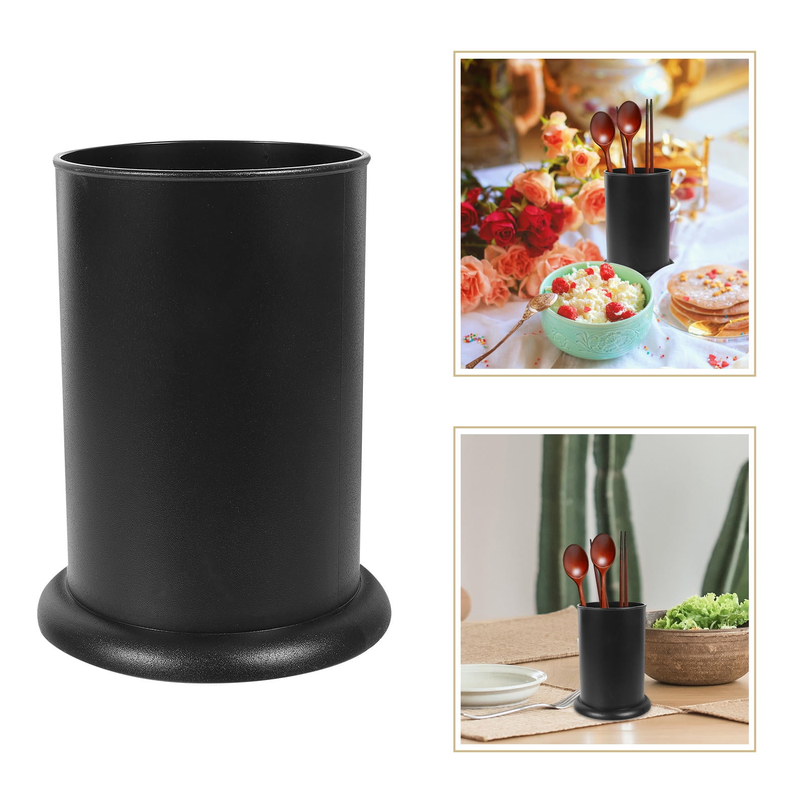 Raindrops Black Plastic Utensil Holder for Kitchen 1Pack in Cylindrical ...