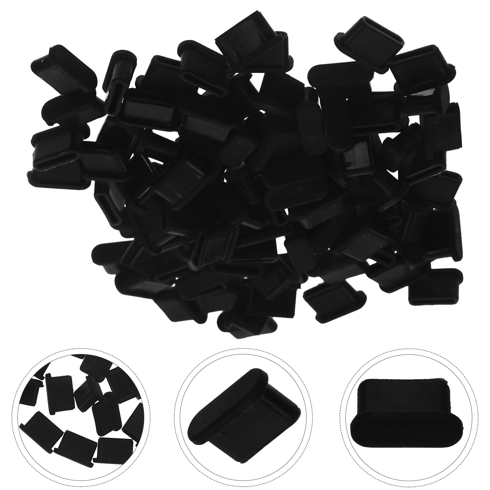 Raindrops Black Silicone Phone Port Protectors with Stylish Design for ...