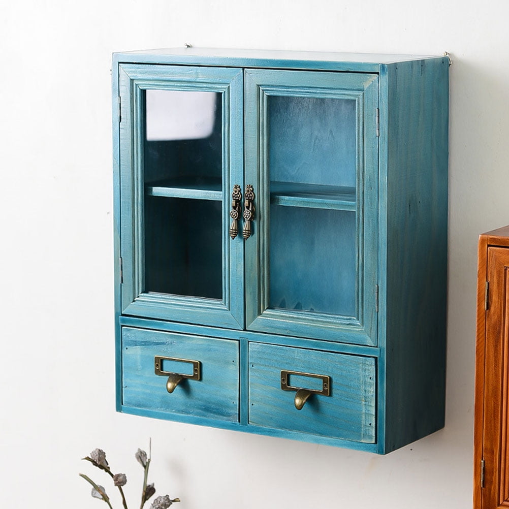 Raindrops Blue Glass Multi-Drawers Storage Box with Transparent Dustproof Design for Small ...