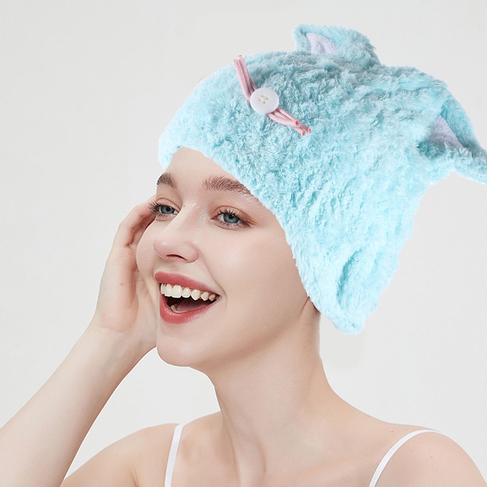 Raindrops Blue HairDrying Cap for Fast Drying and Bathing Made of ...
