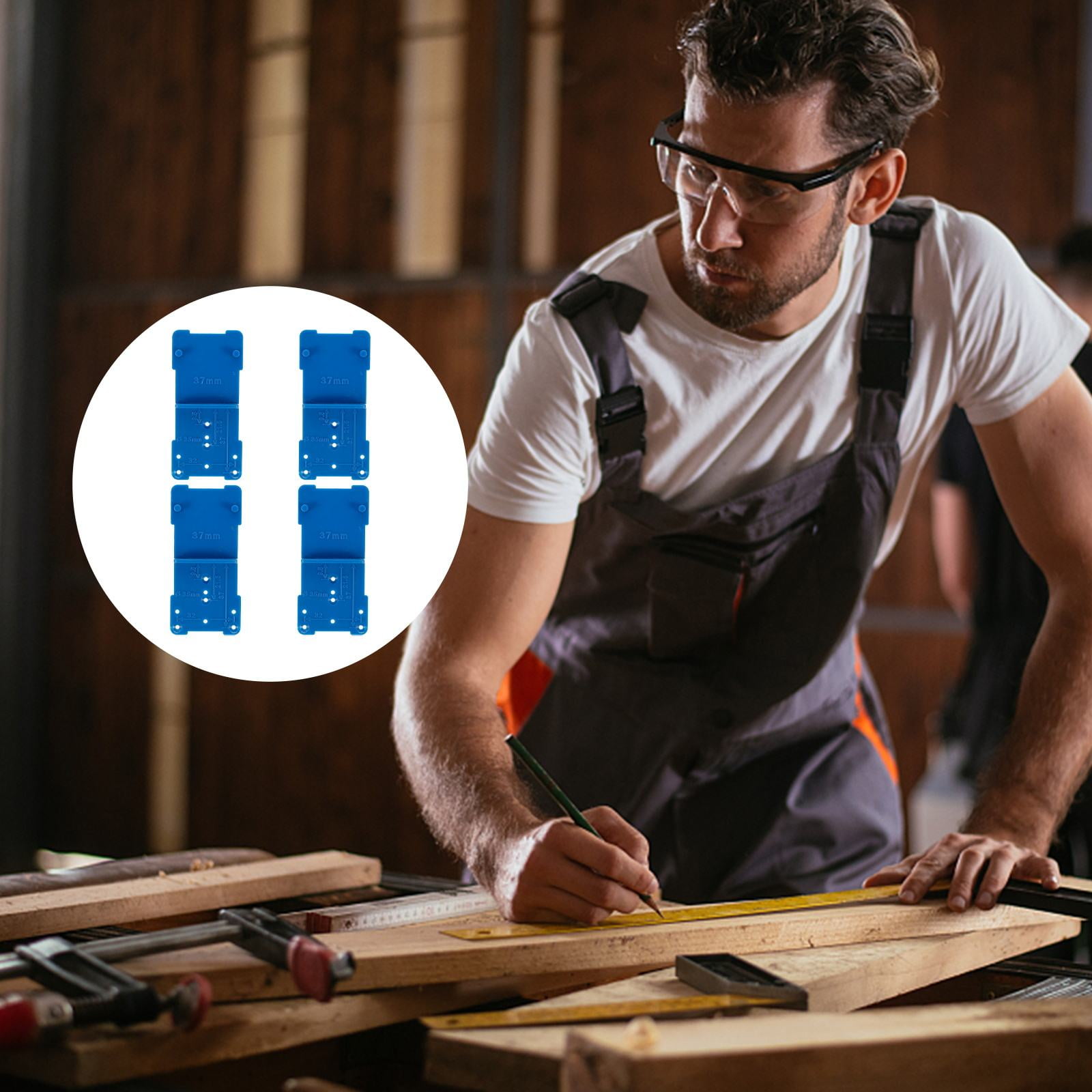 Raindrops Blue Hinge Positioning Tools with Hole Locators for Accurate Drilling and Furniture ...