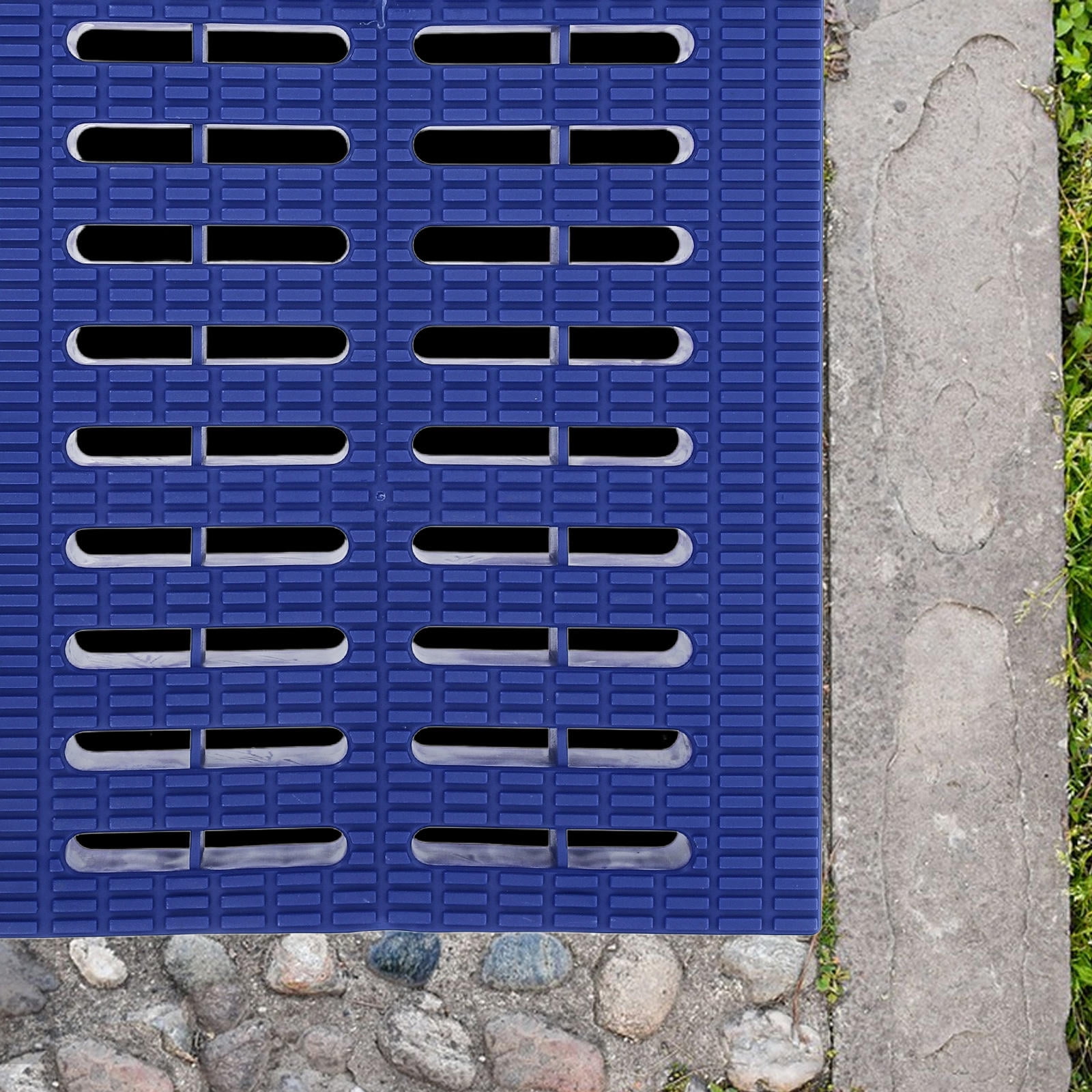 Raindrops Blue Plastic Drain Channel Strainer 20x30.5x2.4cm Rectangular ...