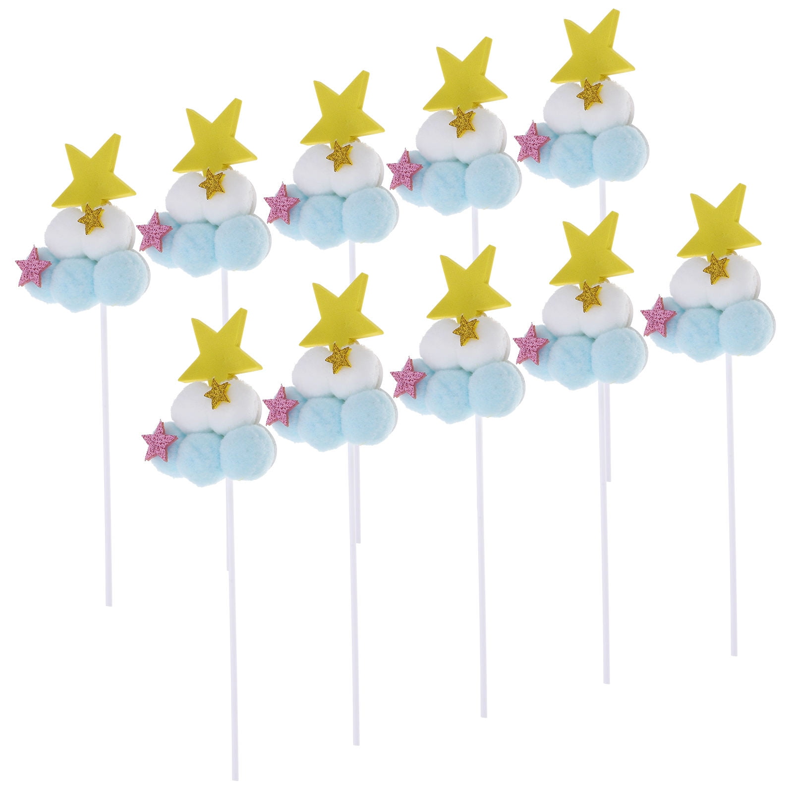 Raindrops Blue Plush and Plastic Cake Toppers with Pompom Design for ...