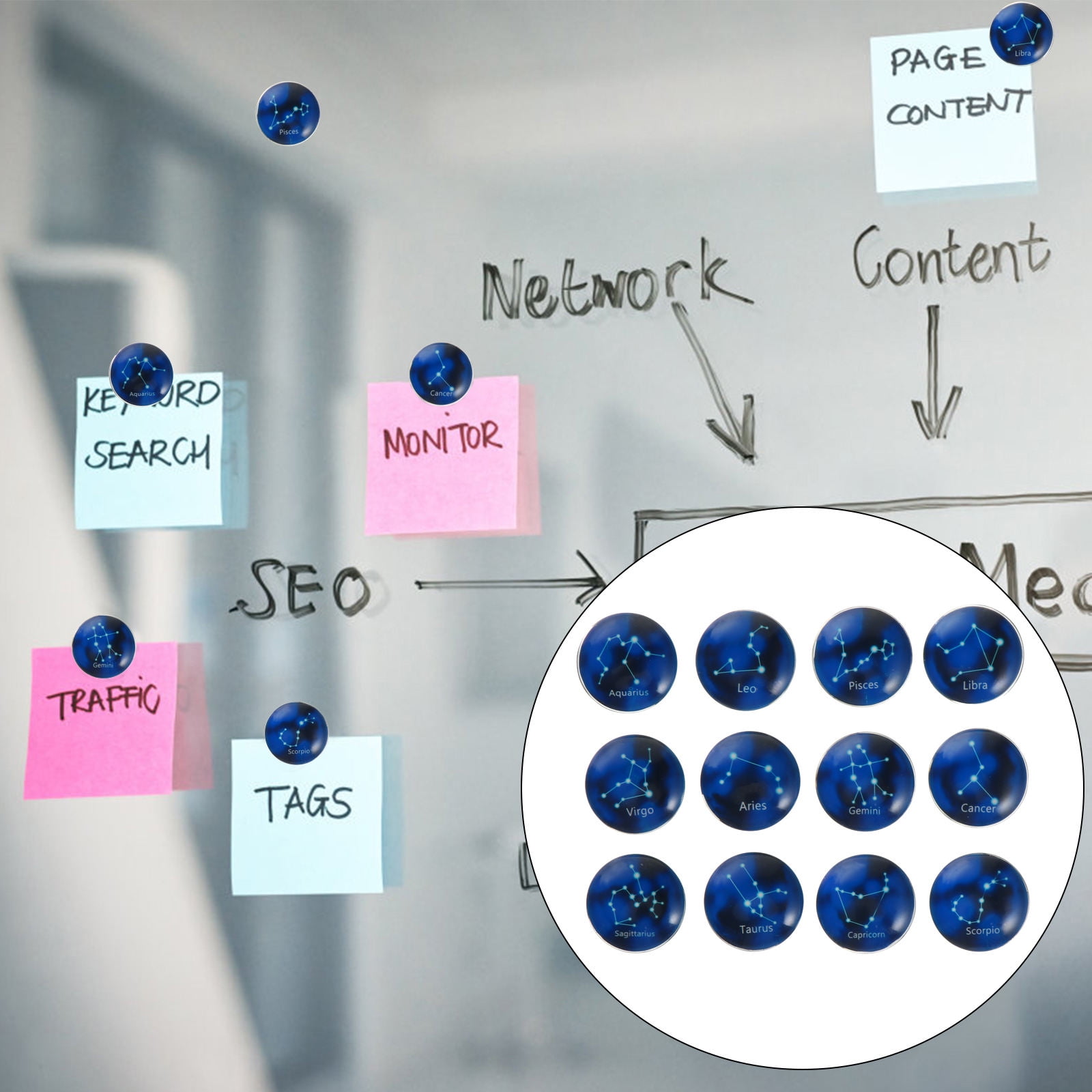 Raindrops Blue Refrigerator Magnets Set of 12 Creative Glass Decor for ...