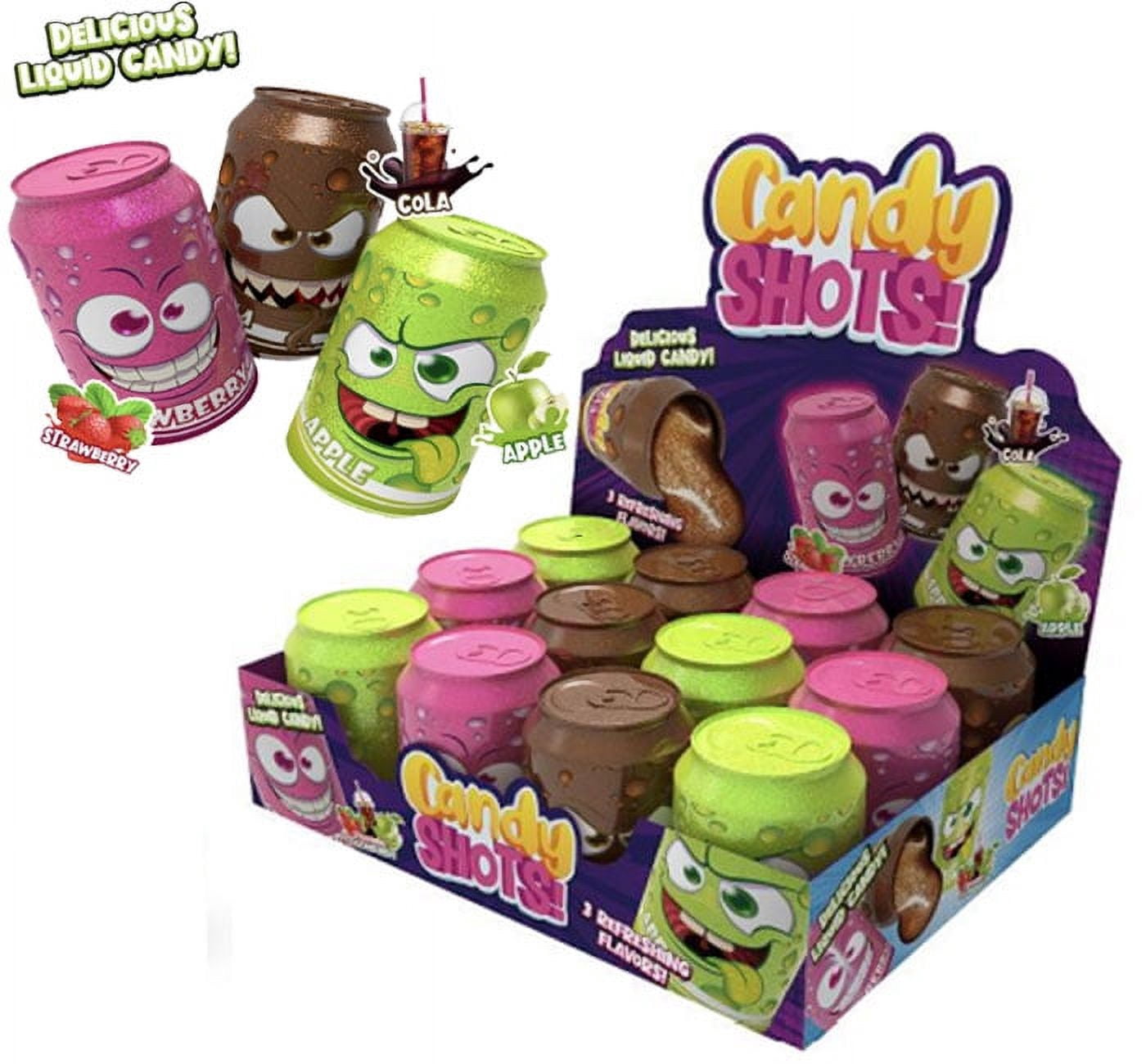 Raindrops Candy Liquid Shots, 2.3 fl. oz Cans, Strawberry, Cola and ...